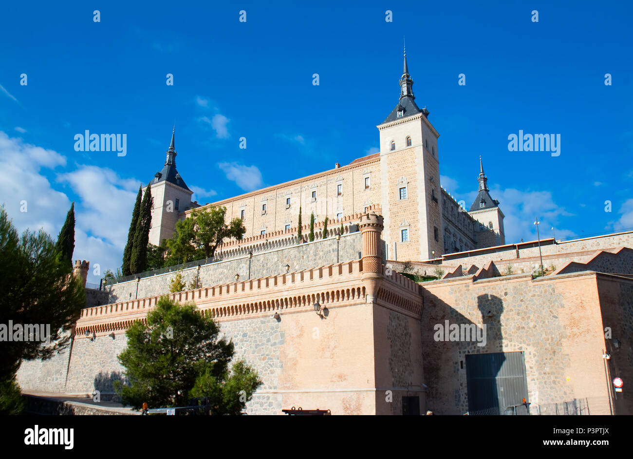 Panoramic view on Alcazar fortified palace,Toledo, Spain Stock Photo ...