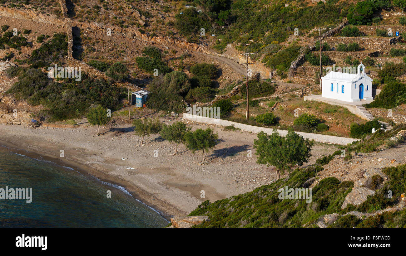 Church and a beach near the town of Fourni, Greece Stock Photo - Alamy