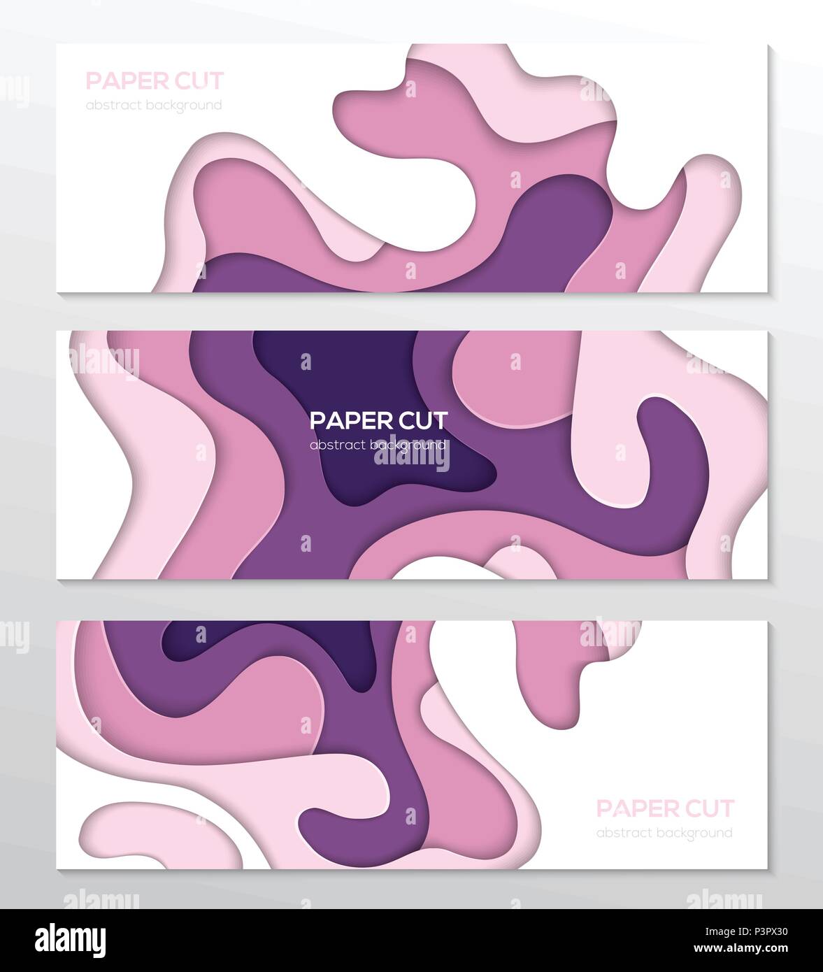 Abstract paper cut layout - set of horizontal vector posters Stock ...