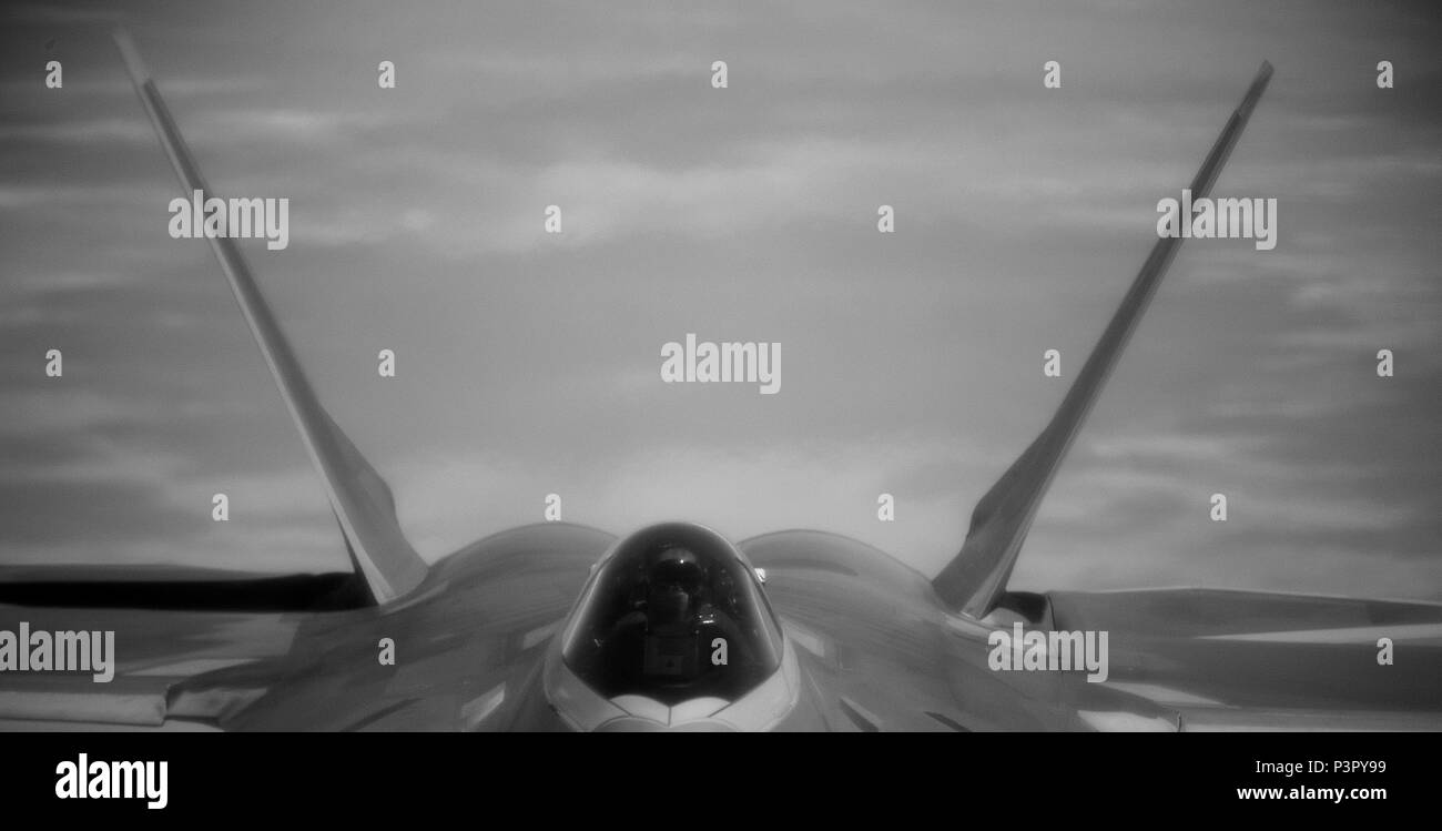 An F-22 Raptor fighter jet from Langley Air Force Base, Virginia ...
