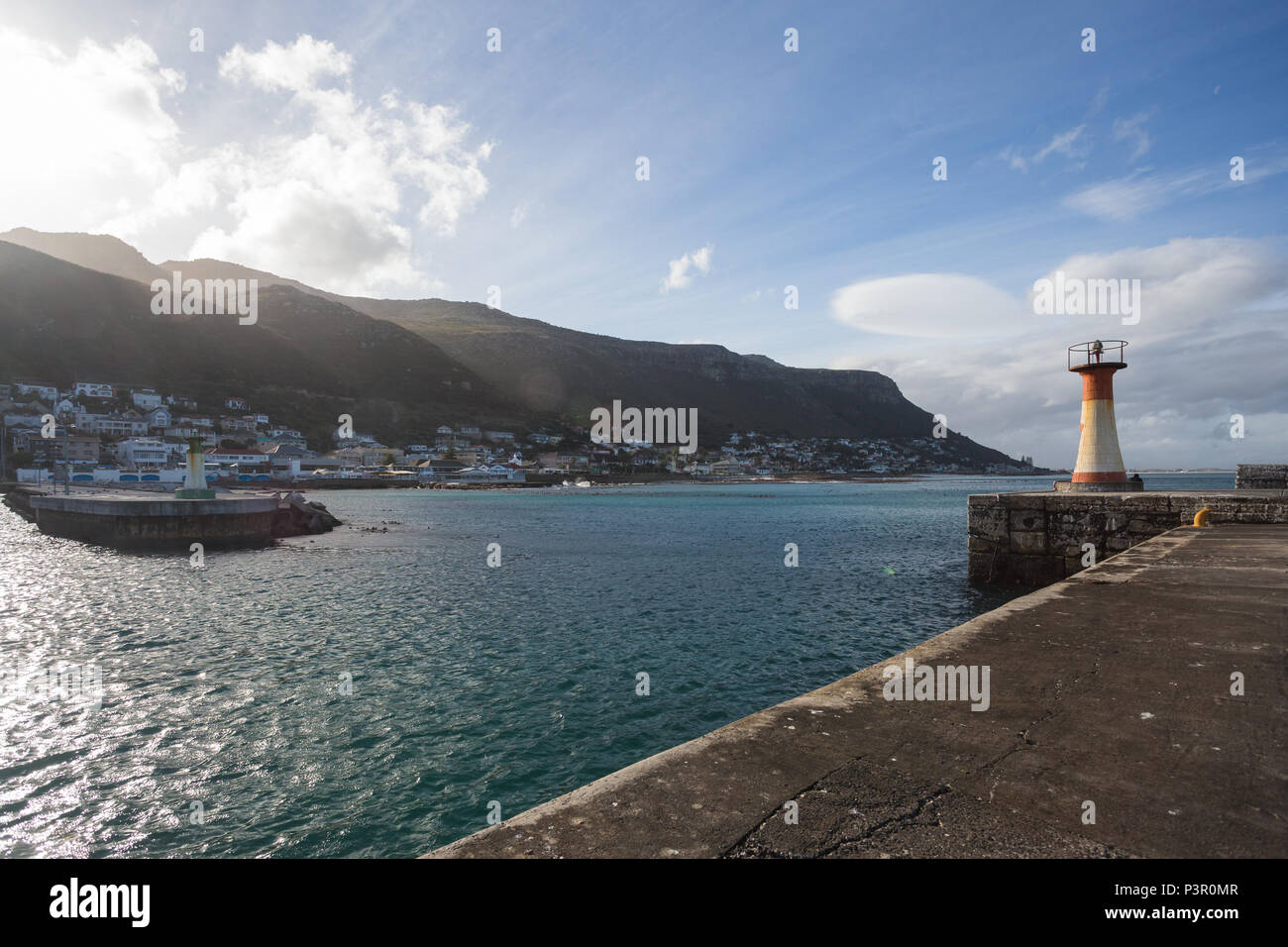 landscape view of entrance to harbour from harbour wall with leading ...