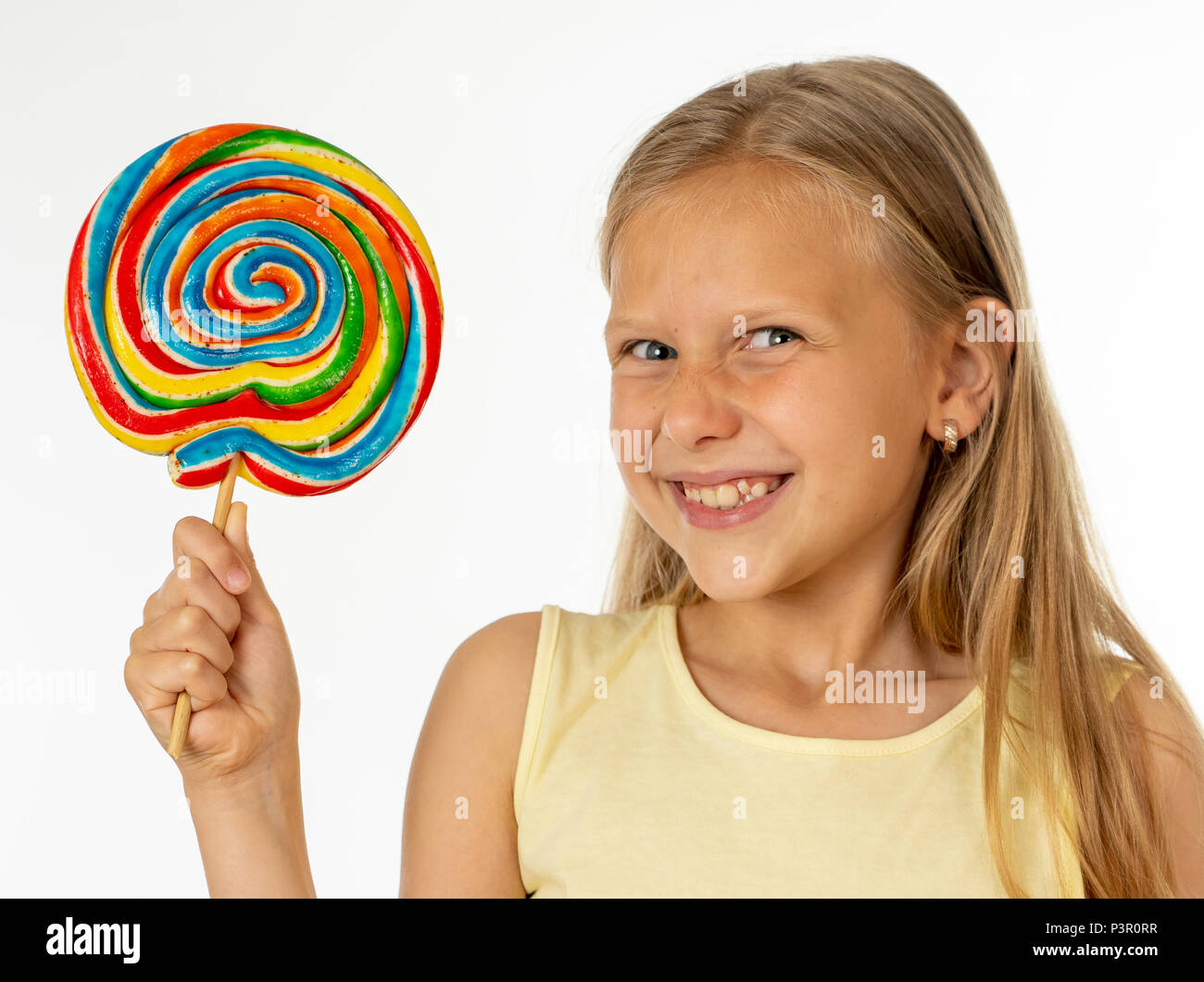 Kid with candy on white hi-res stock photography and images - Alamy