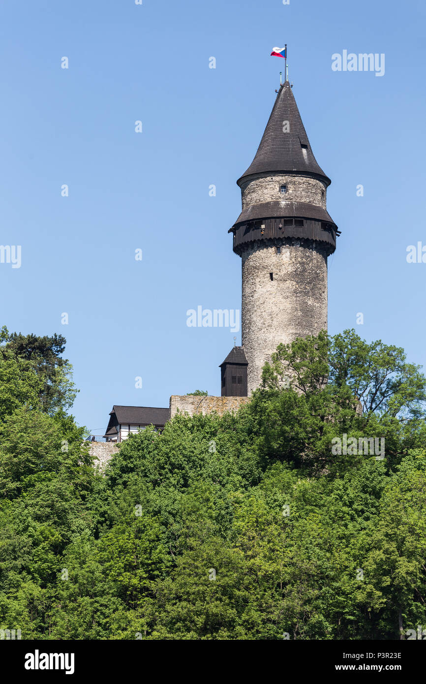 Stramberk in Czech Republic. Tower "Truba" - 40 meters high tower Stock ...