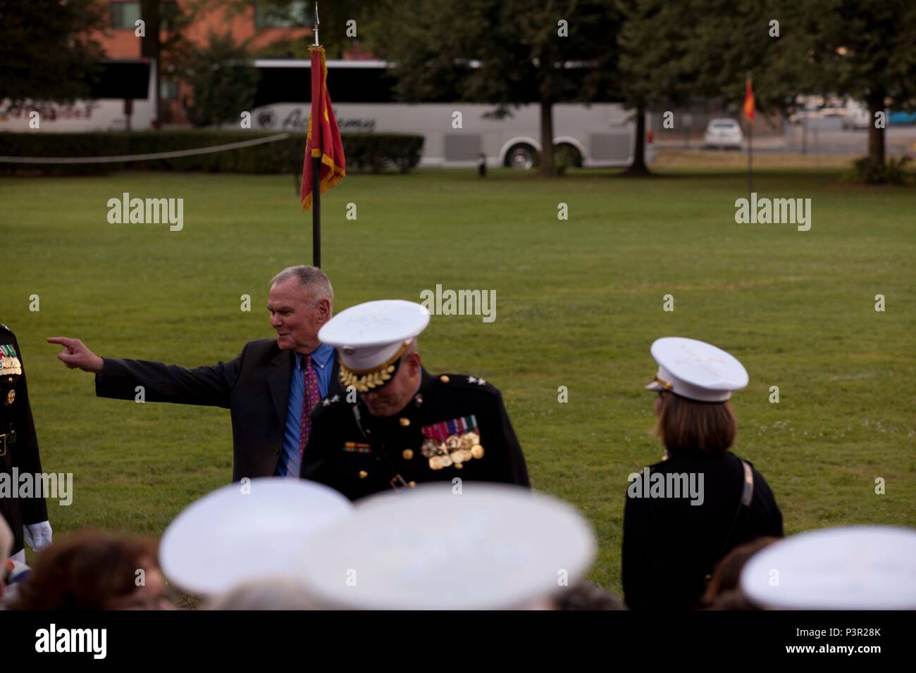 Retired U.S. Marine Corps Lt. Col. Jack Mathews talks to the crowd ...