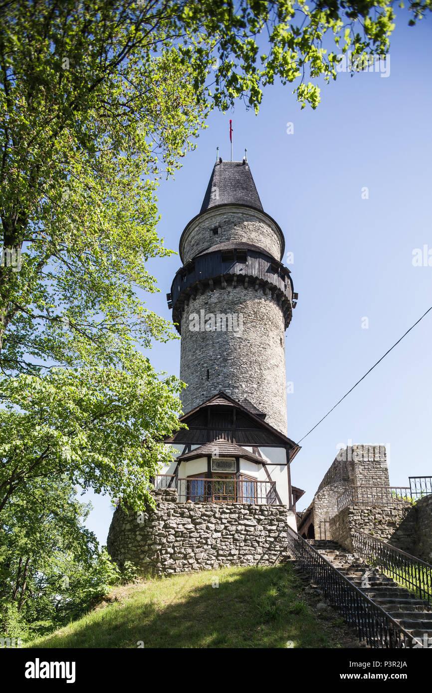 Stramberk in Czech Republic. Tower "Truba" - 40 meters high tower Stock ...