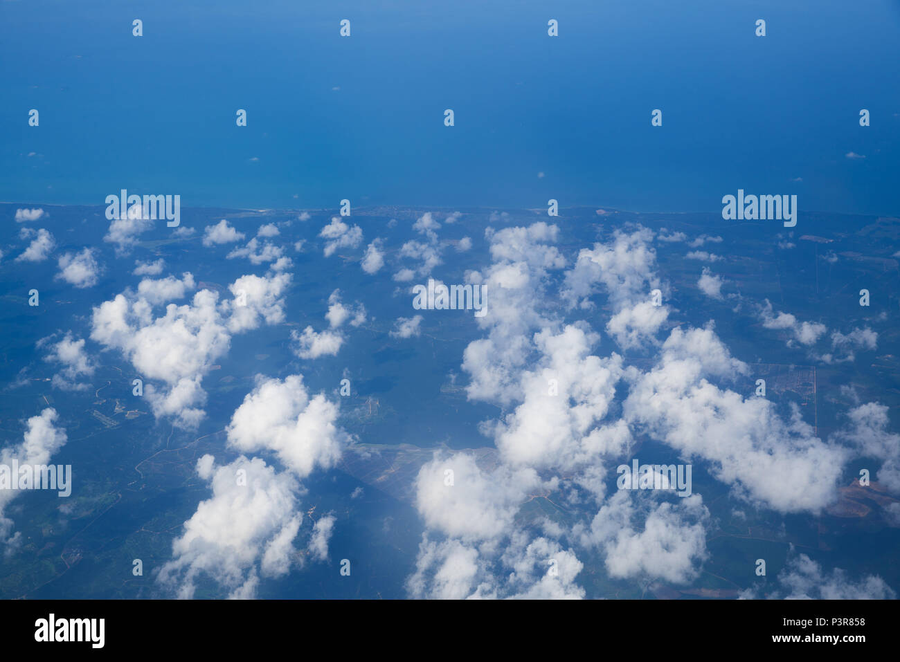 Sky background over spread cloud scatter ,aerial view Stock Photo - Alamy