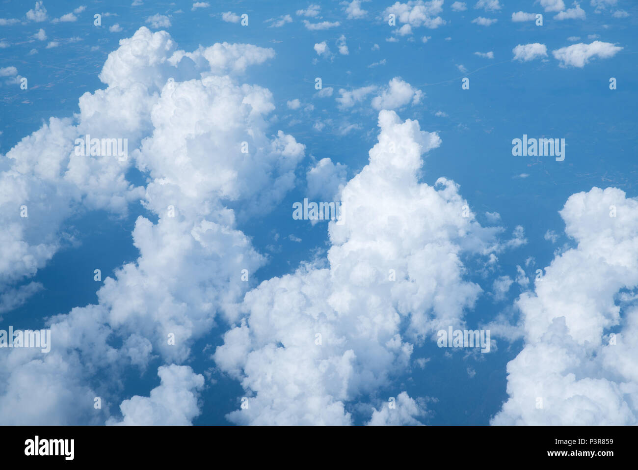 Sky background over spread cloud scatter ,aerial view Stock Photo - Alamy