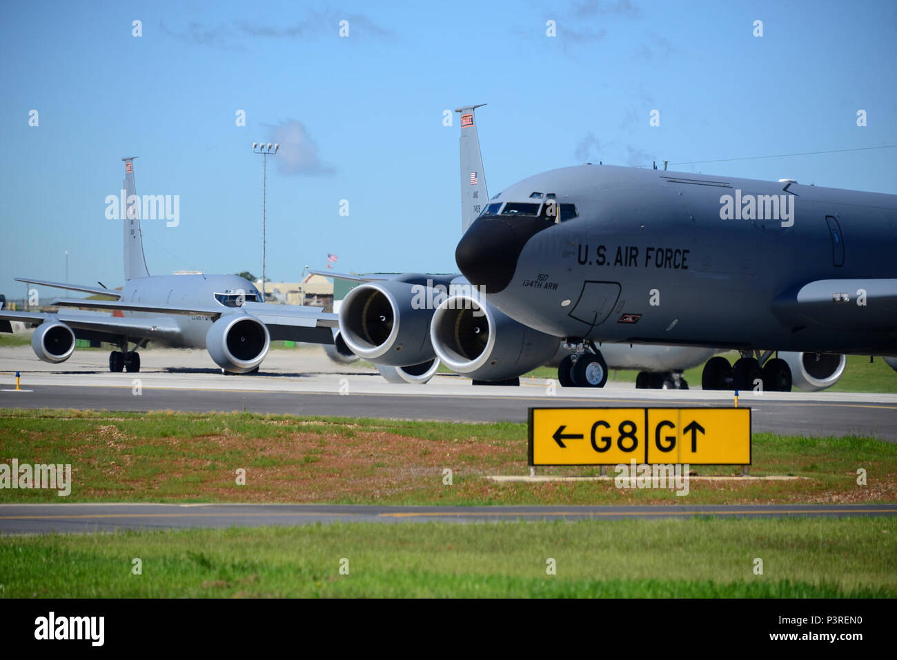 KC-135R Stratotankers taxi in a formation known as an "Elephant Walk ...