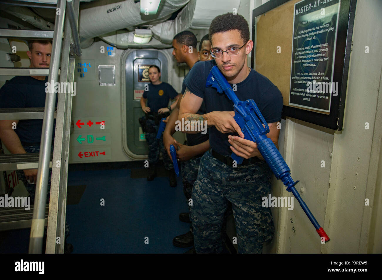 160725-N-WC455-077 ARABIAN GULF (July 25, 2016) - Sailors practice room ...