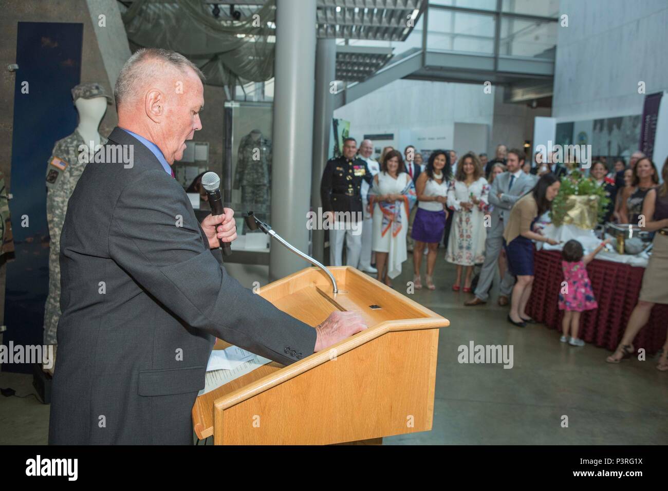 Retired U.S. Marine Corps Lt. Col. Jack Mathews gives remarks during ...