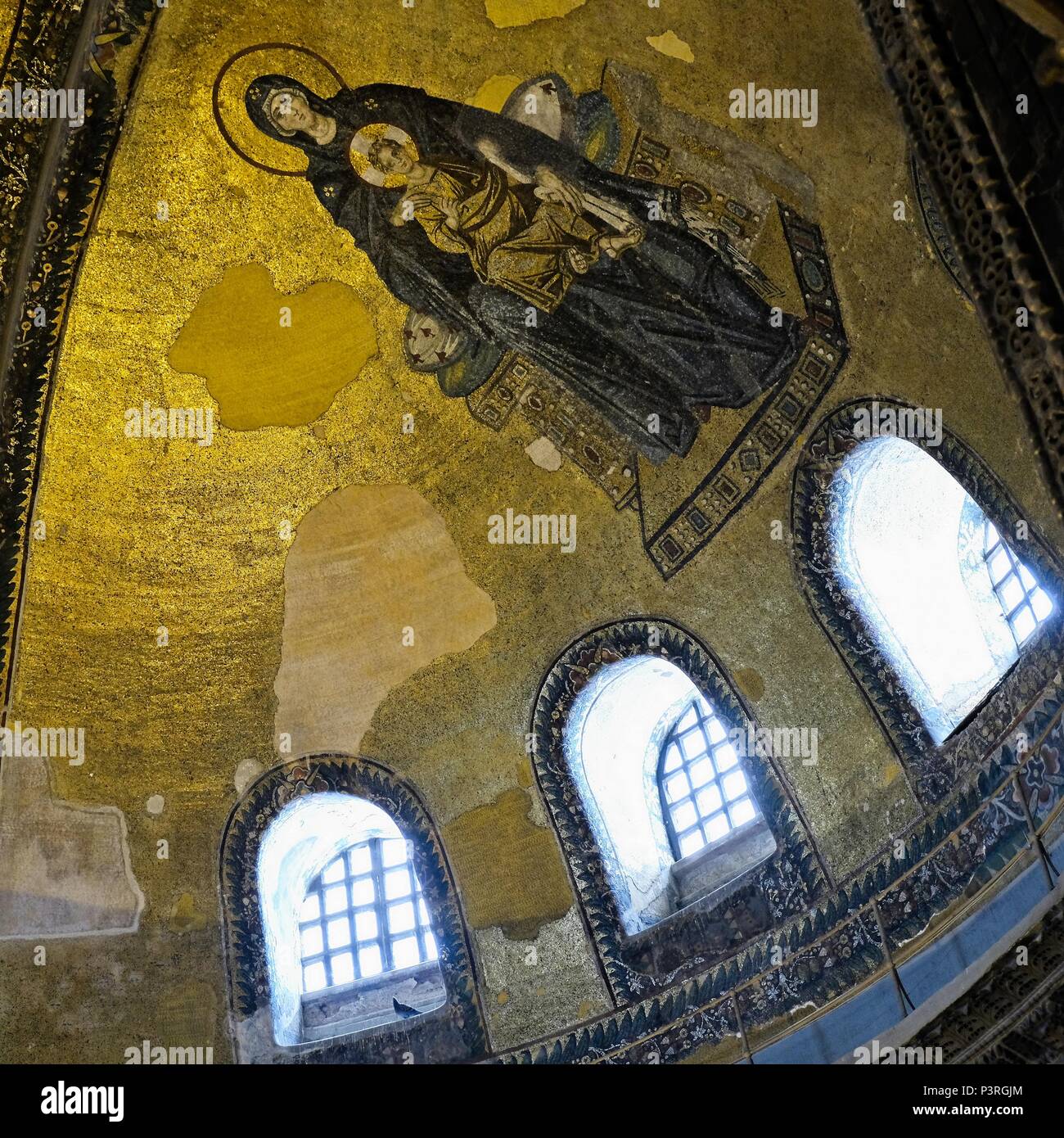 ISTANBUL, TURKEY - MAY 26 : Example of Christian art in Hagia Sophia ...
