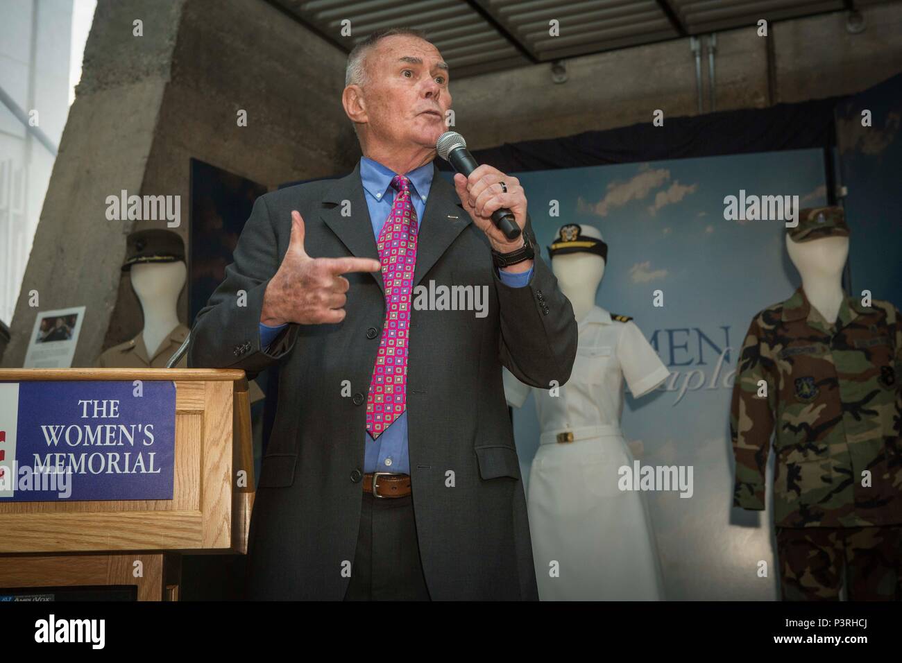 Retired U.S. Marine Corps Lt. Col. Jack Mathews gives remarks during ...
