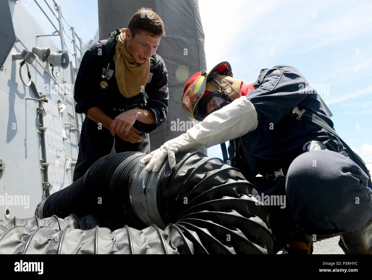 160726-N-YU572-020 SOUTH CHINA SEA (July 26, 2016) Damage Controlman ...