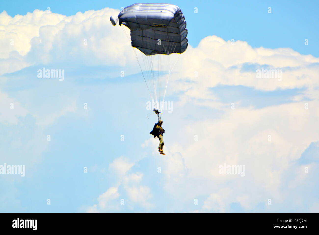 Member of U.S. Special Forces Units conducts a free fall jump from a C ...