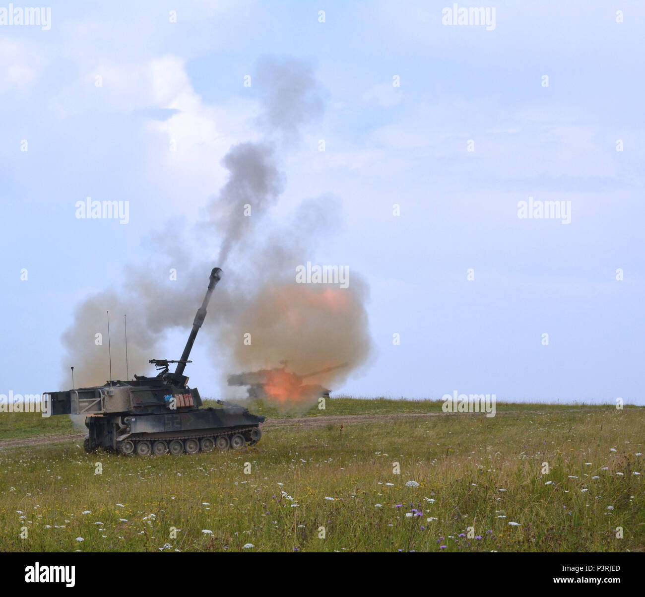 An M109A6 Paladin self-propelled howitzer from 1-41 Field Artillery ...