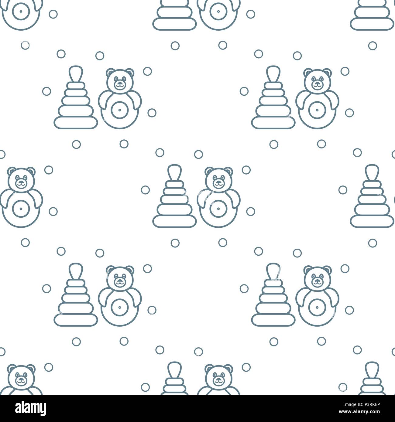 Seamless pattern with children's toys. Roly-poly, pyramid Stock Vector ...