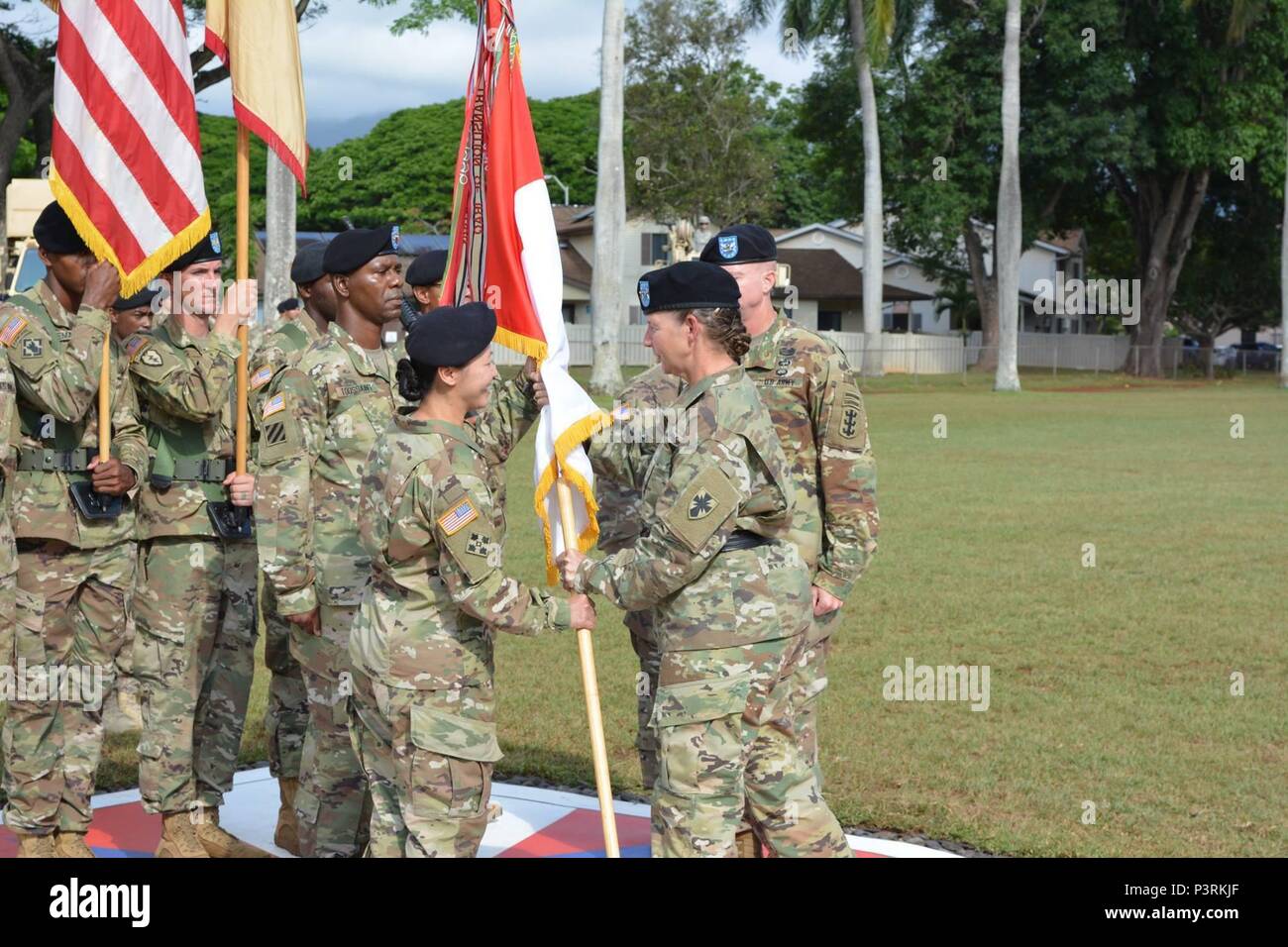 Maj. Gen. Susan Davidson, 8th TSC Commander, passes the 130th Engineer ...