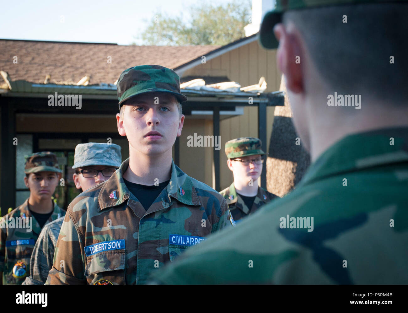 Civil Air Patrol (CAP) General Chuck Yeager Cadet Squadron cadets stand ...