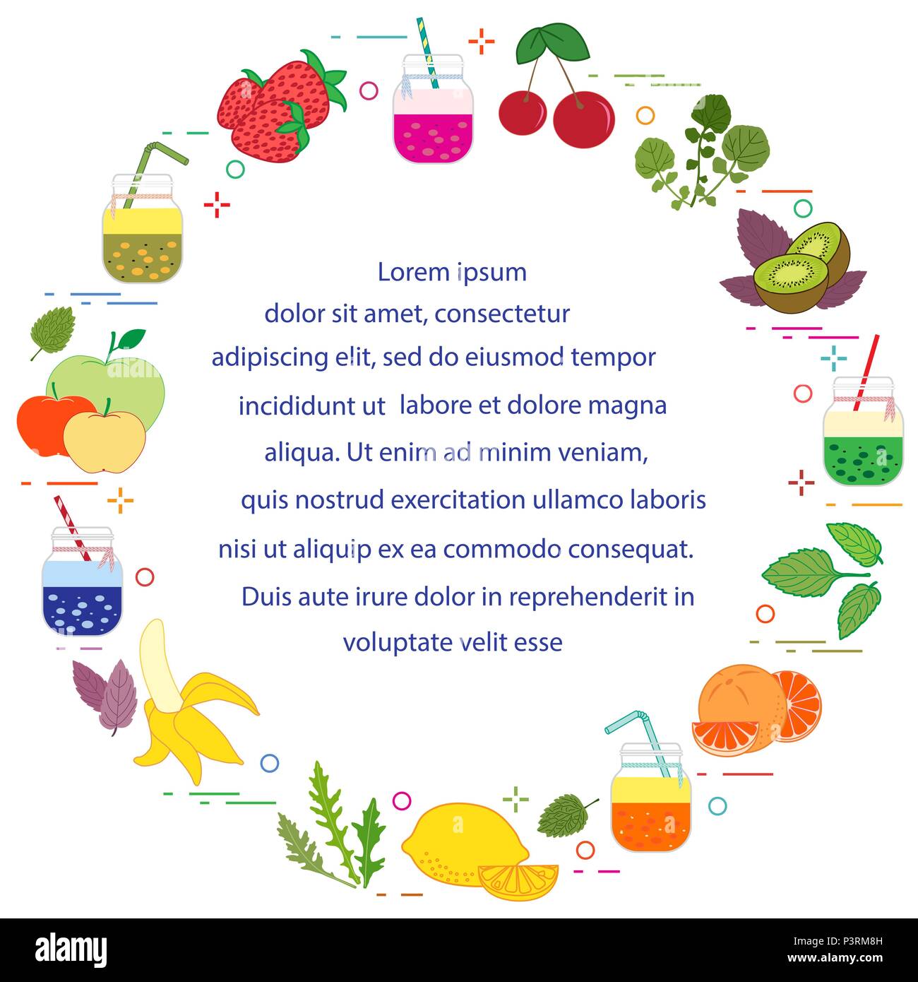 Jar with smoothies and ingredients for making smoothie. Healthy eating ...