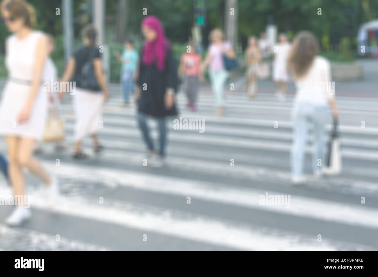 City commuters. High blurred image of workers going back home after ...
