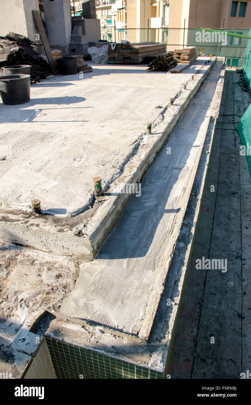 construction work during the renovation of a roof of a building Stock ...