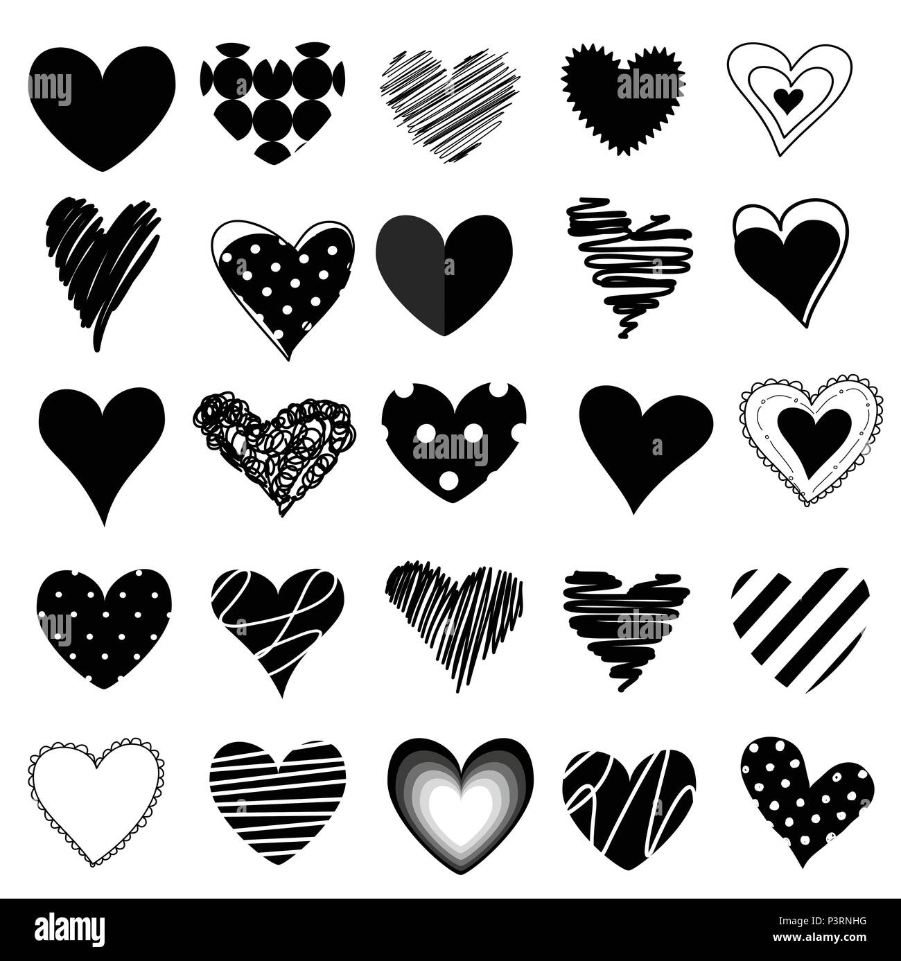 Cartoon love hearts Black and White Stock Photos & Images - Alamy