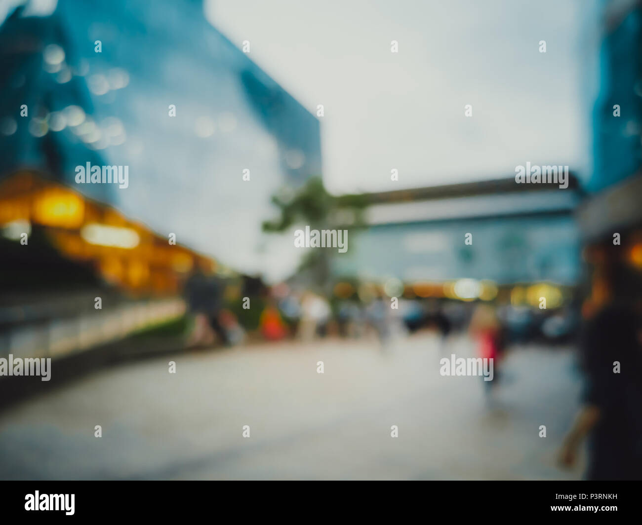 Abstract bokeh background of business people meet at bar on happy hour ...