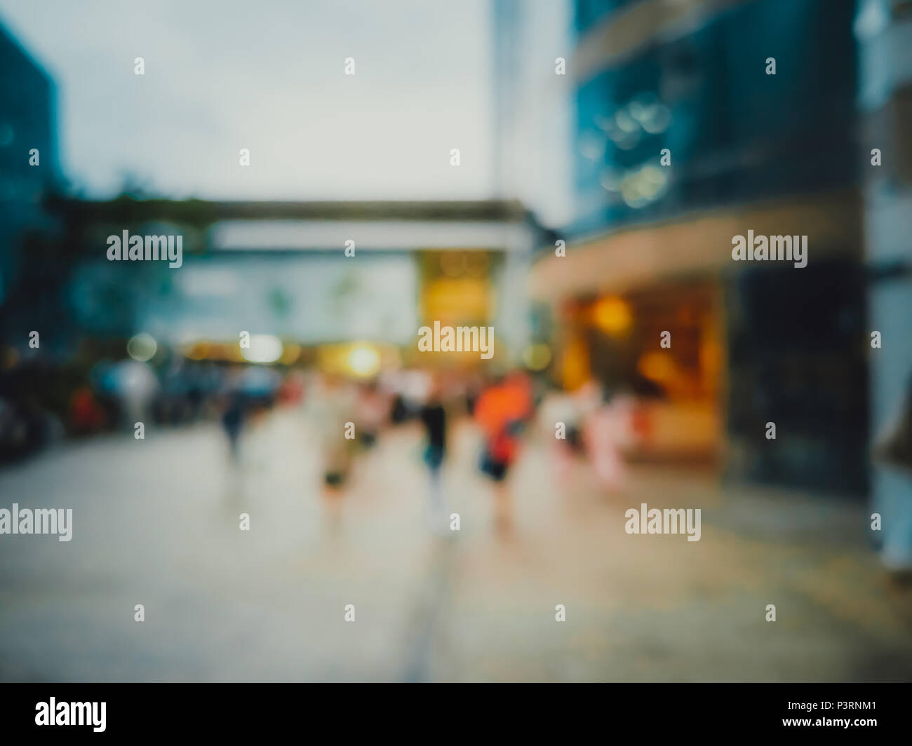 Abstract bokeh background of business people meet at bar on happy hour ...