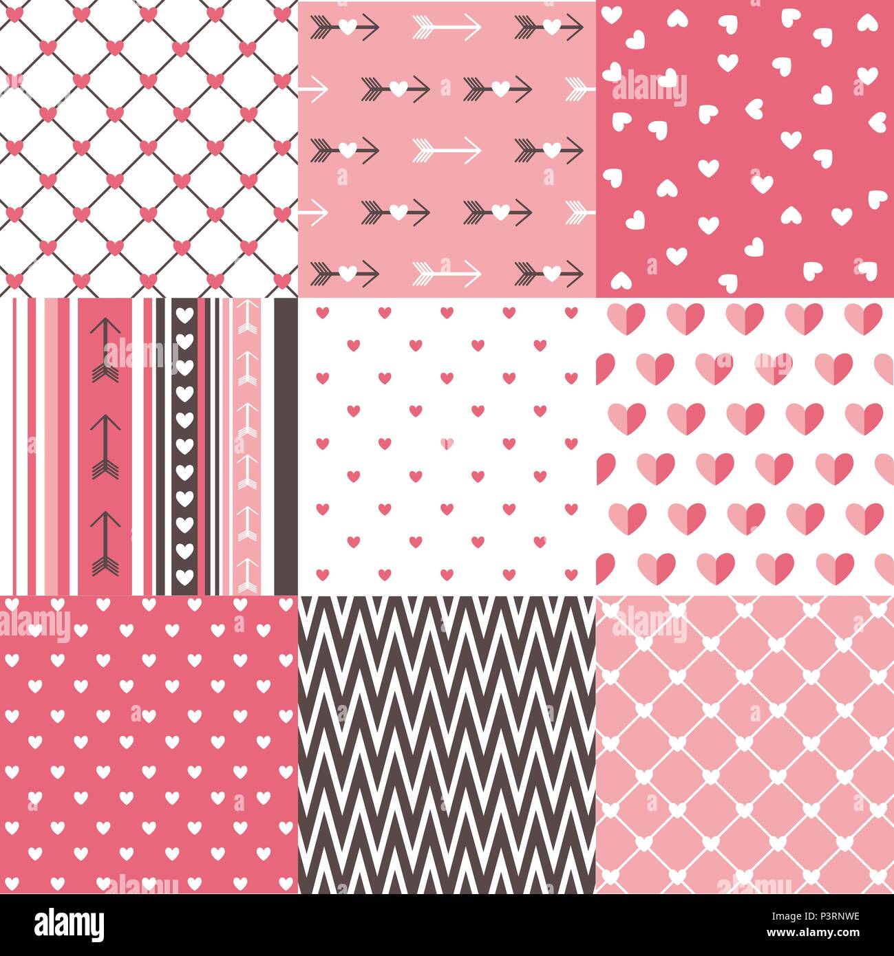 Seamless patterns Valentines Day, hearts patterns Stock Vector Image ...