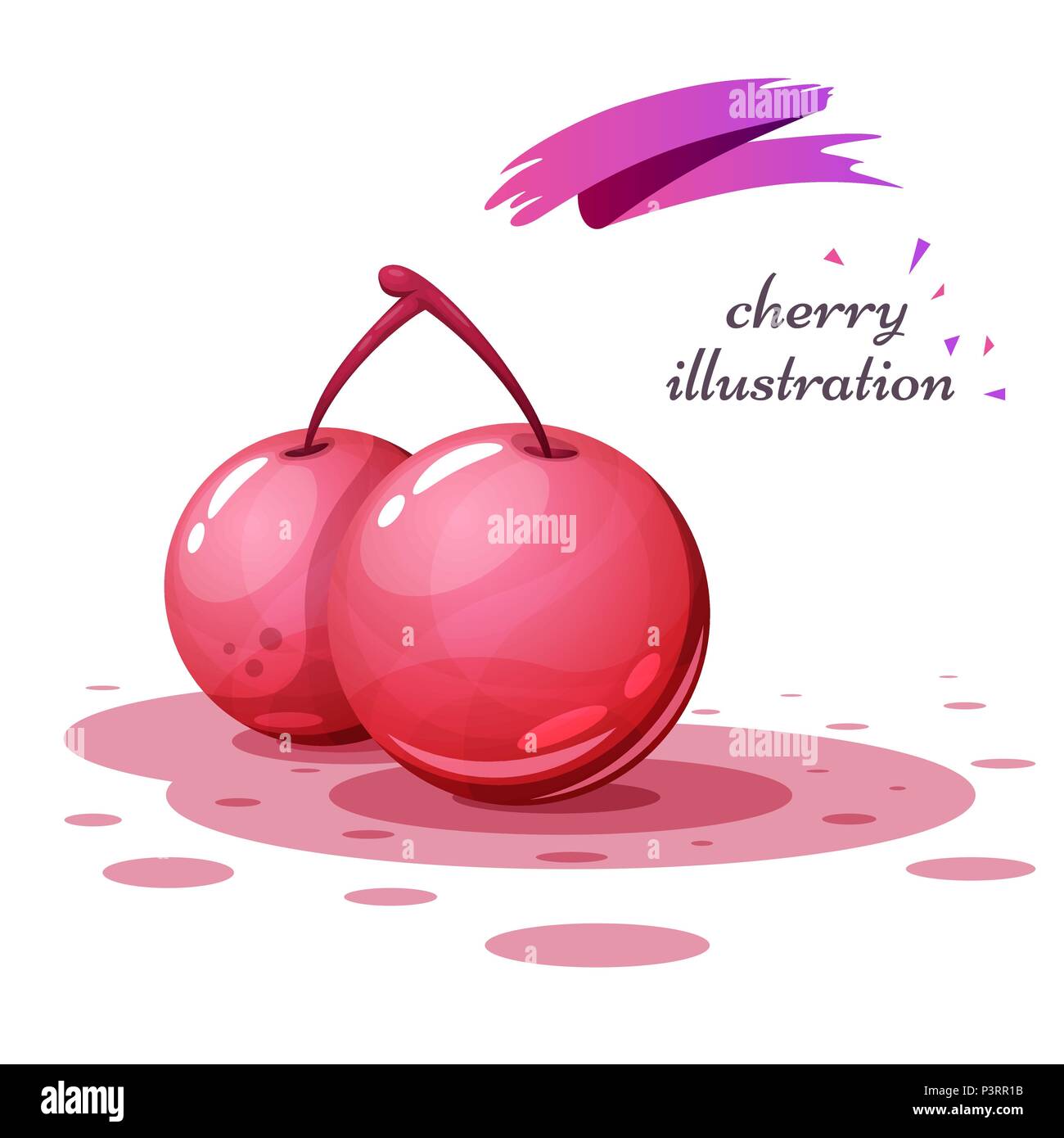 Cartoon cherry illustration with splatter juice Stock Vector Image ...