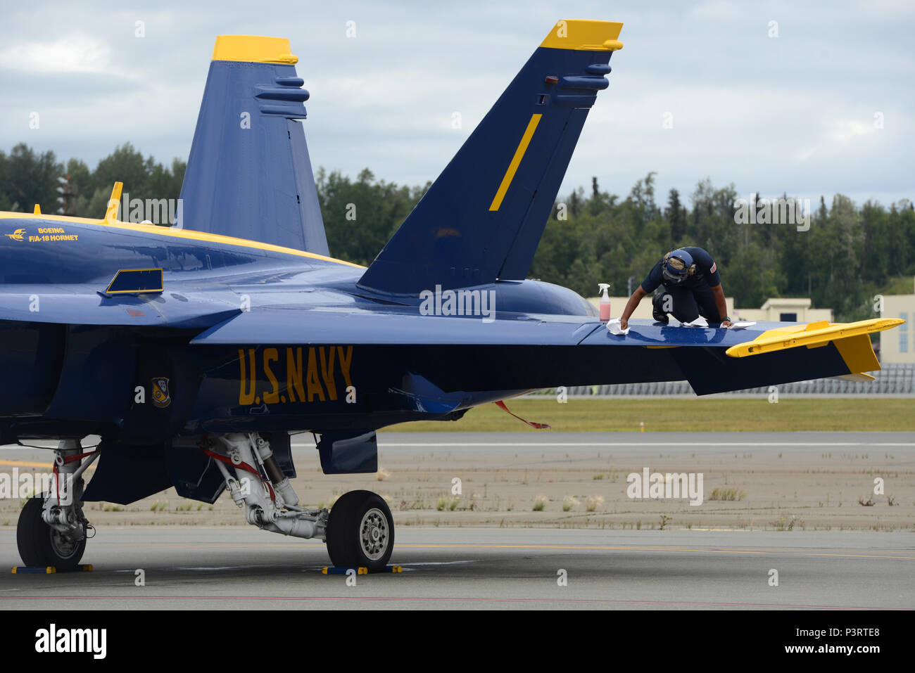 A Blue Angel crewmember with the United States Naby's flight ...