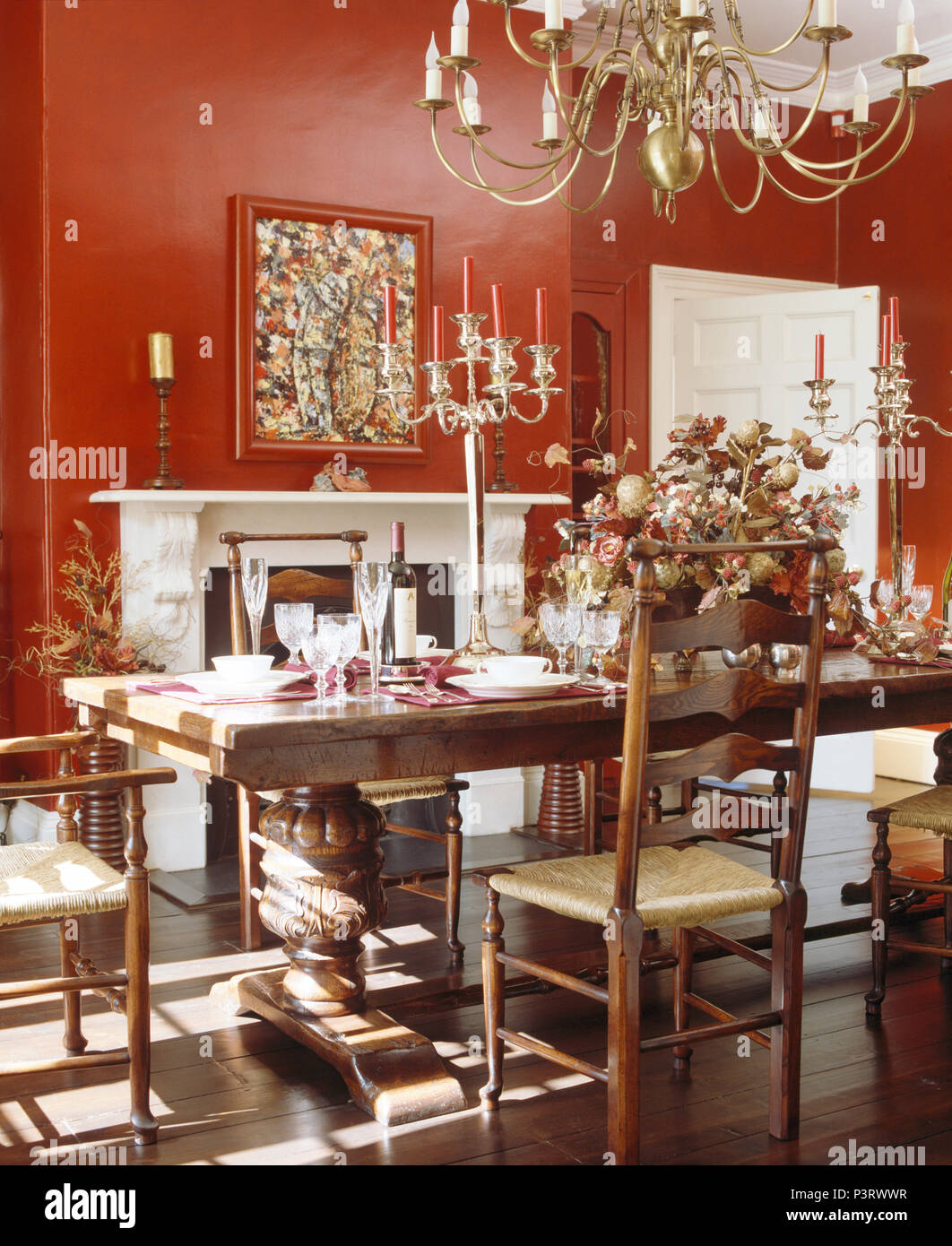 Dark Red Dining Room