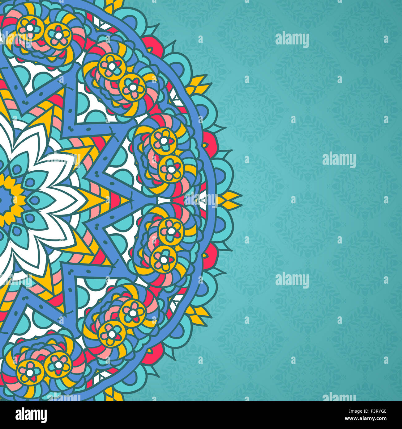 Decorative background with colourful mandala design Stock Photo - Alamy