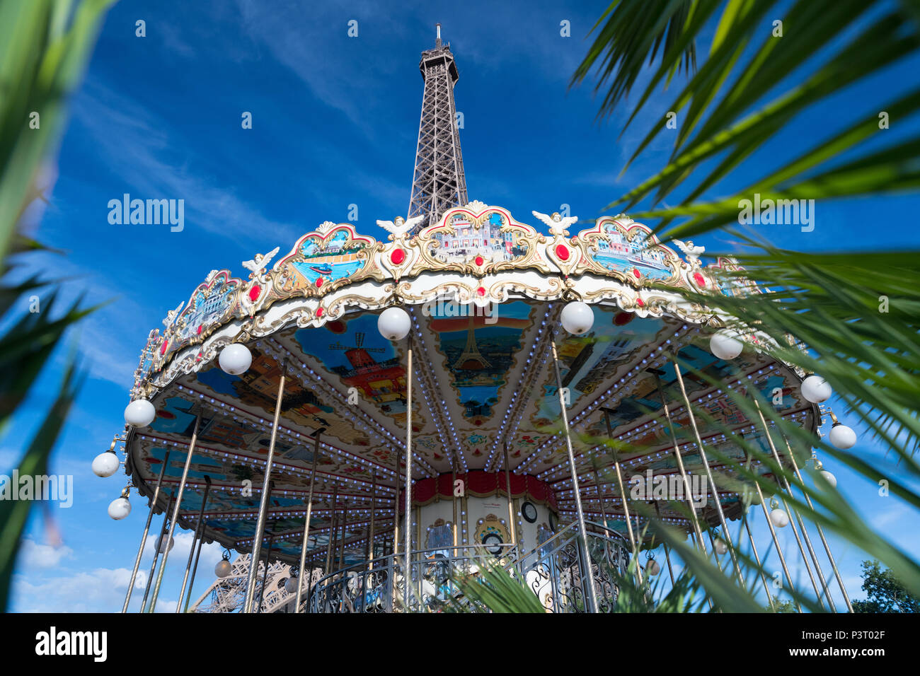 Vintage carousel at the Eiffel Tower, Paris, France Stock Photo - Alamy