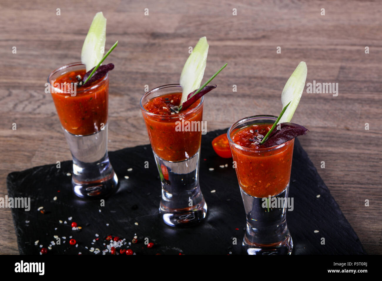 Spanish Gazpacho soup with celery Stock Photo - Alamy