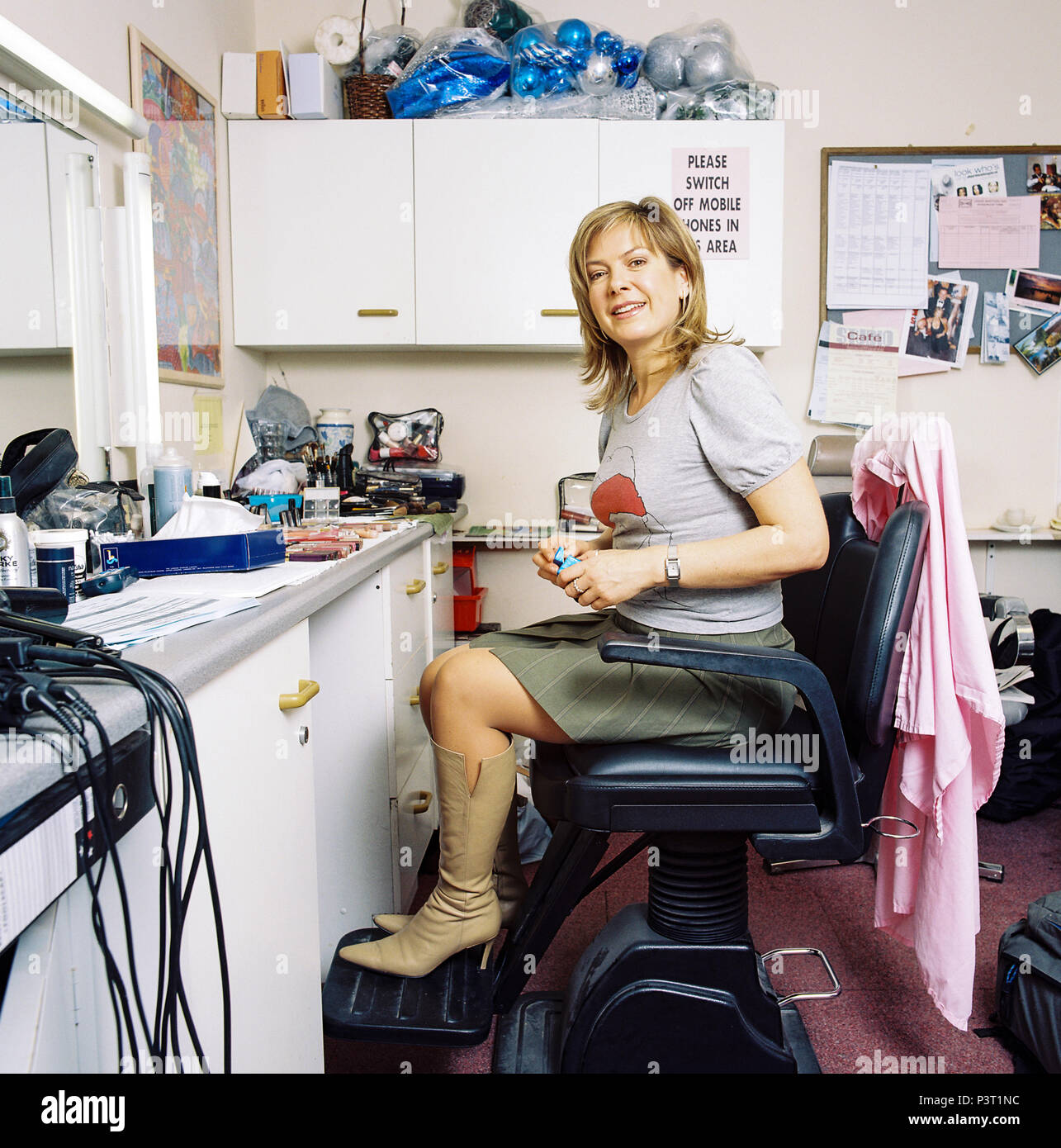 English television presenter Penny Smith, photographed backstage at the ...
