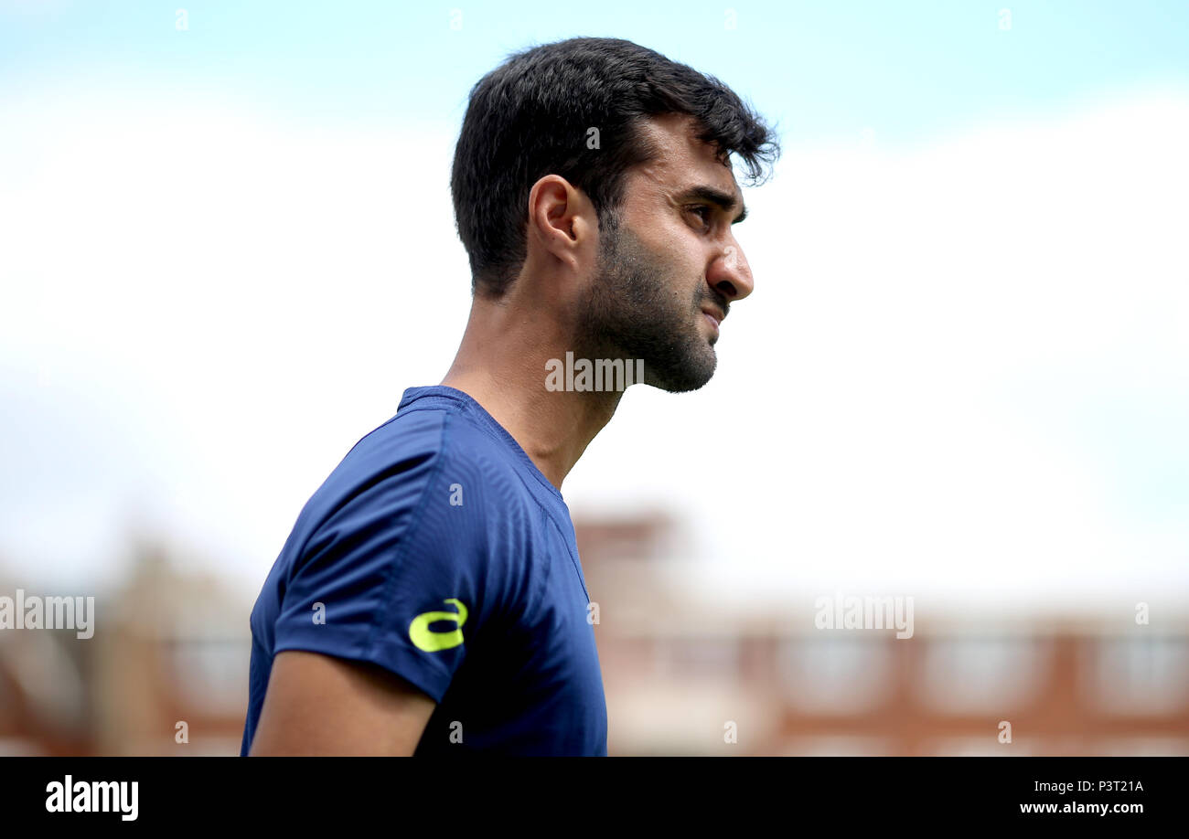 India's Yuki Bhambri during day two of the Fever-Tree Championship at ...