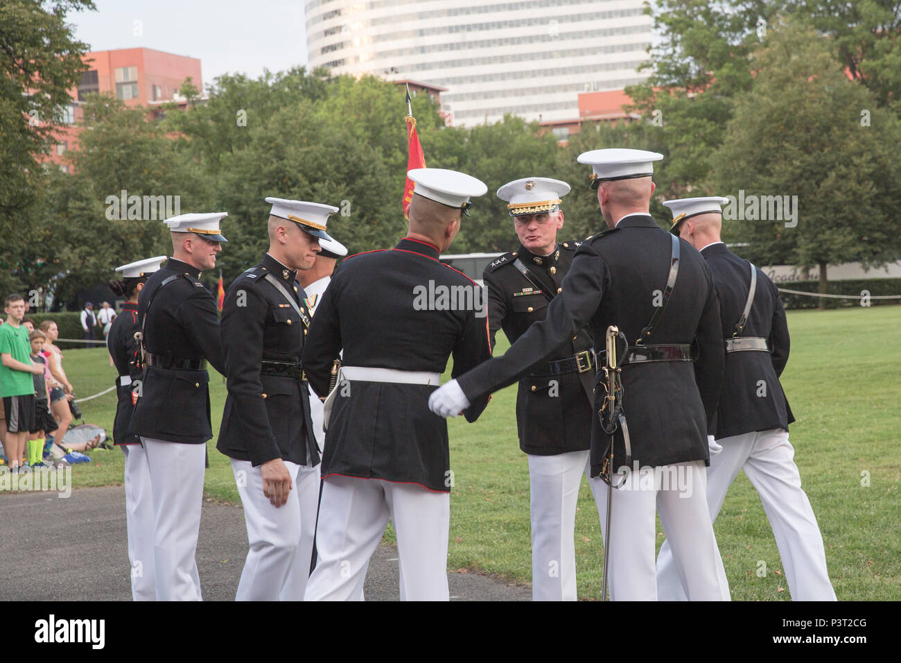 Director of Marine Corps Staff, Lt. Gen. James B. Laster, shakes hands ...