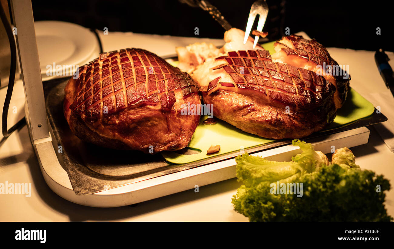 catering services background with snacks on guests table in restaurant ...