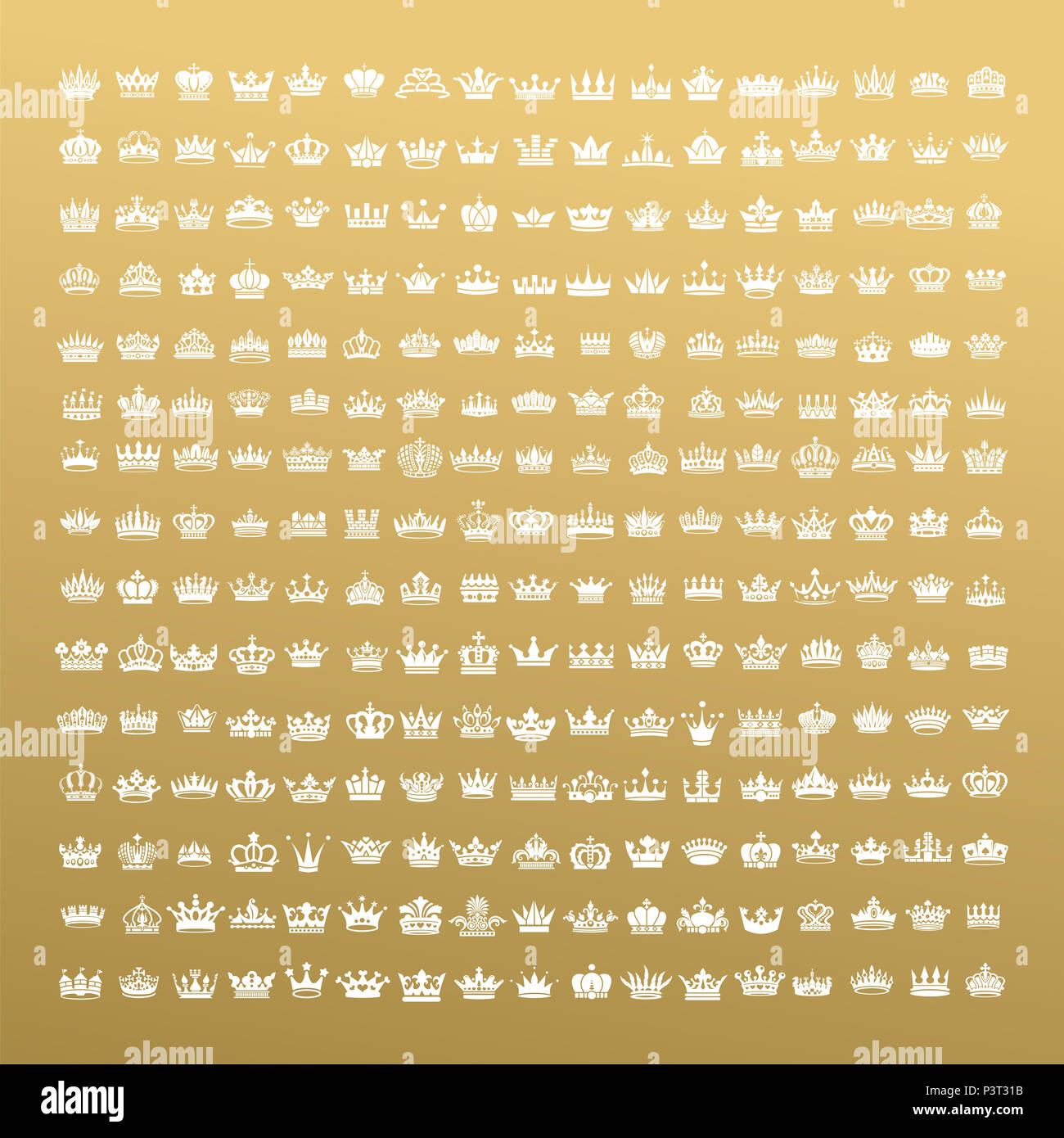 Vector collection of creative king and queen crowns symbols or logo ...