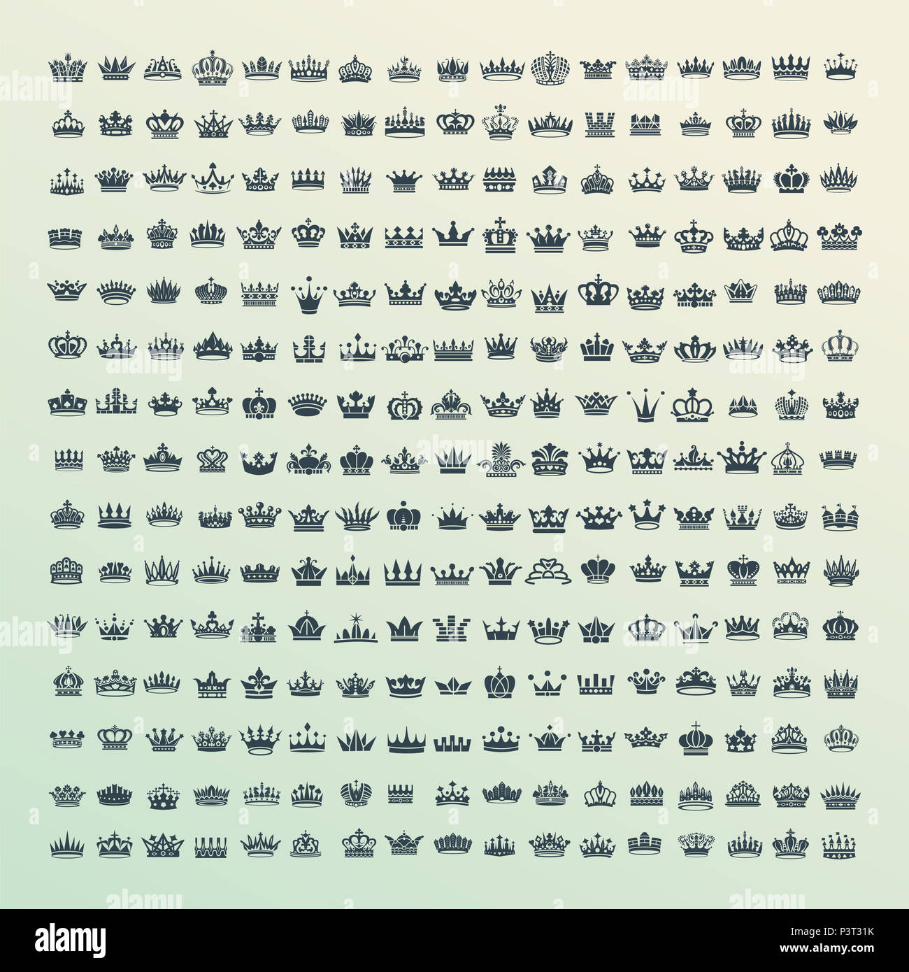 Vector collection of creative king and queen crowns symbols or logo ...