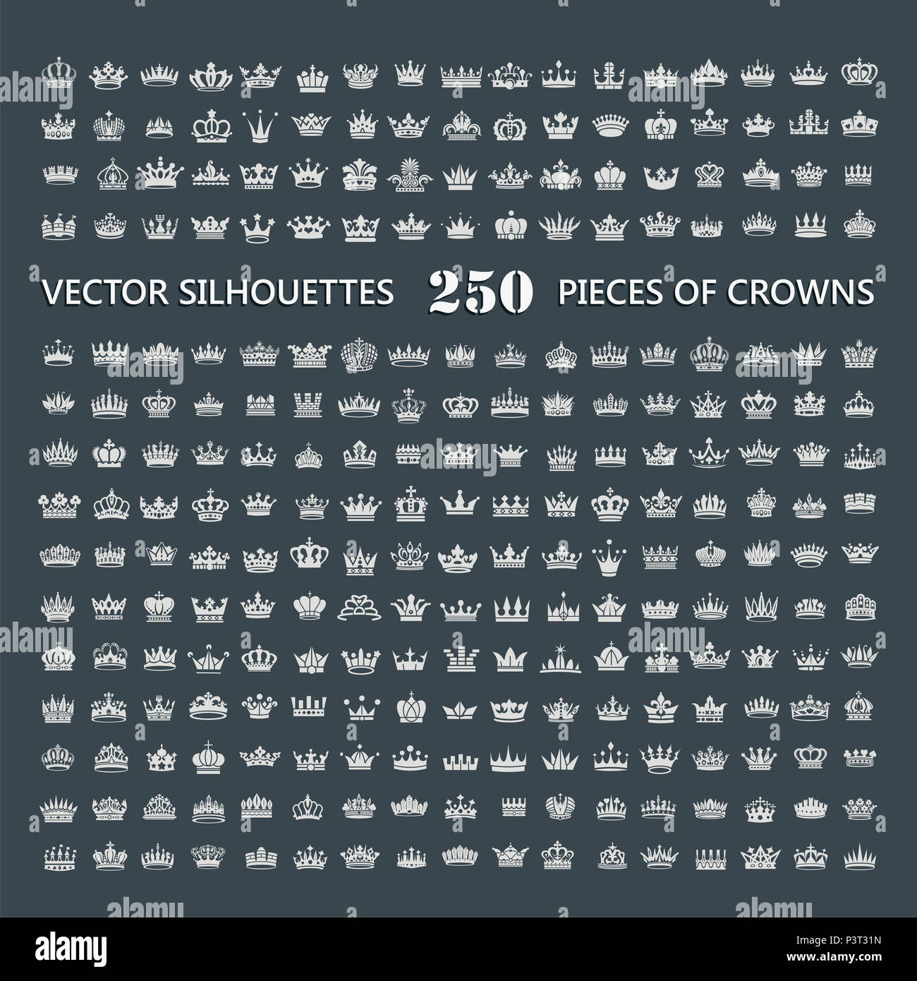 Vector collection of creative king and queen crowns symbols or logo ...