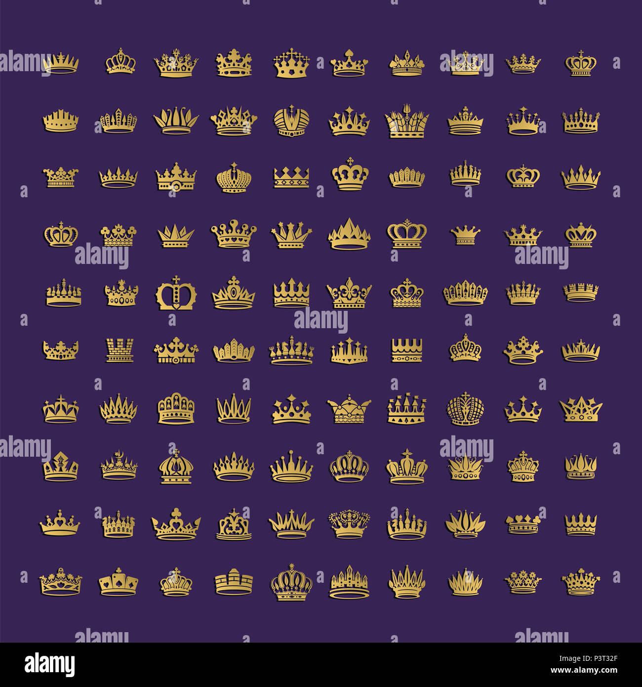 Vector collection of creative king and queen crowns symbols or logo ...