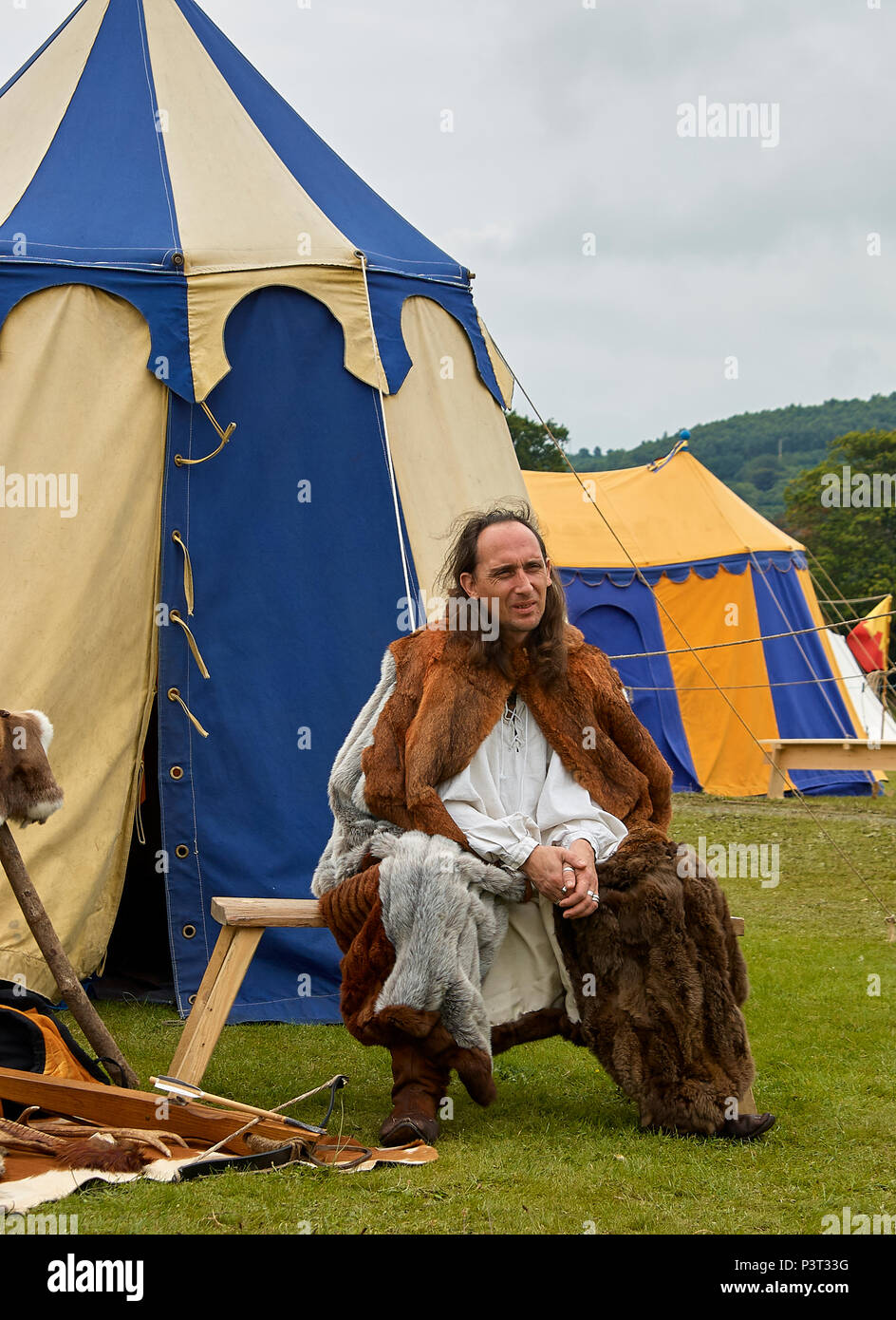 A member of the knights of Longshanks outside his tent at the ...