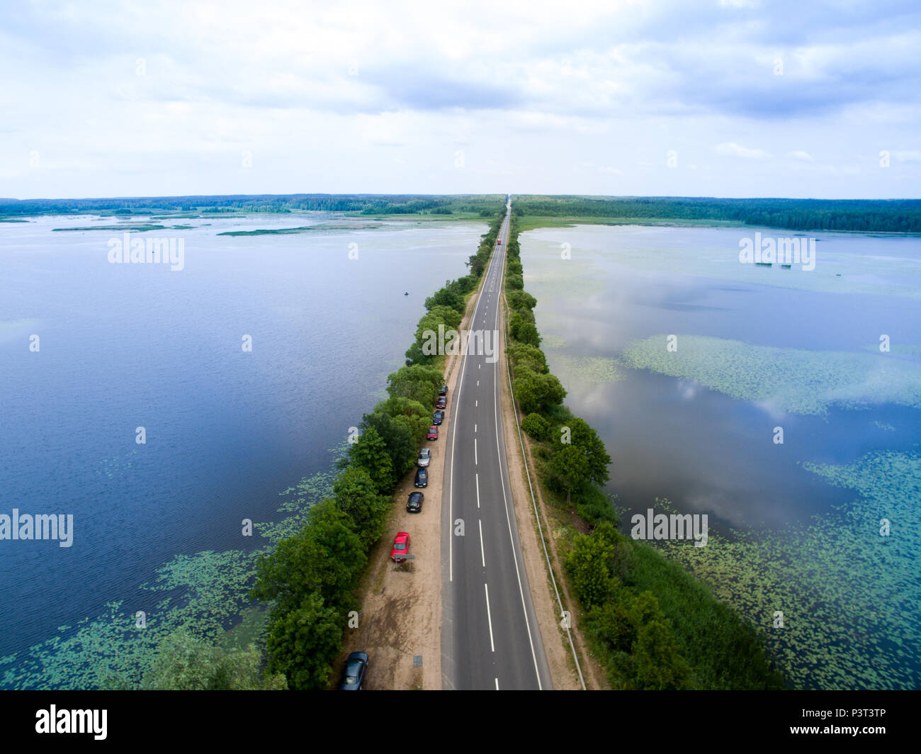 Aerial view traffic along bridge highway hi-res stock photography and ...