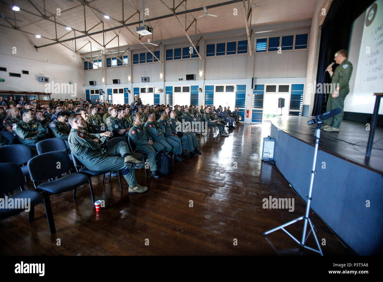 A Royal Australian Air Force Officer addresses the Opening Ceremony and ...