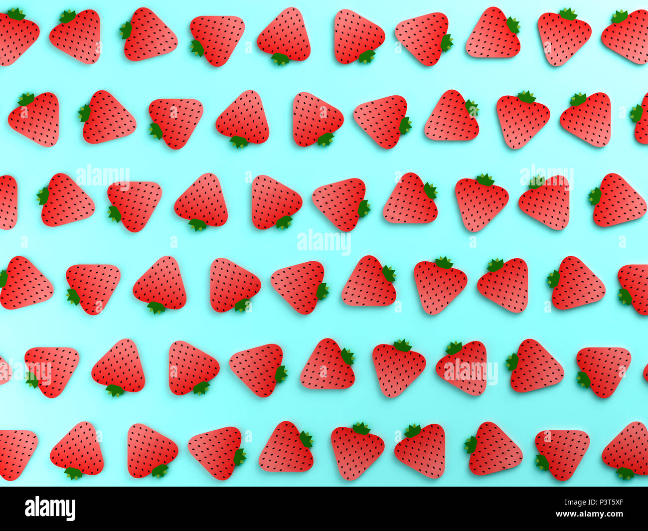 Strawberries on blue color background Stock Photo - Alamy