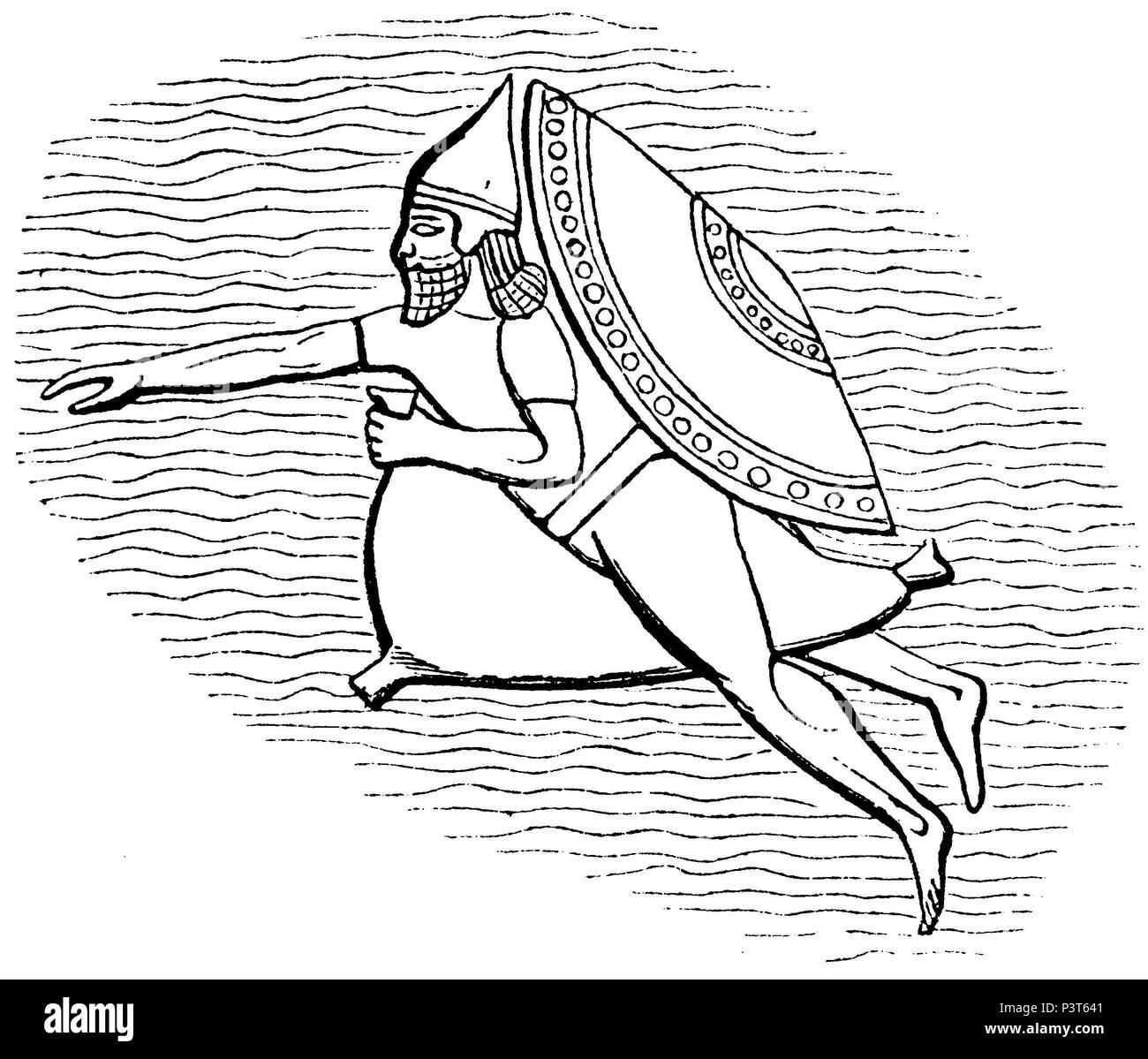 Assyrian, floating on an inflated animal skin Stock Photo - Alamy