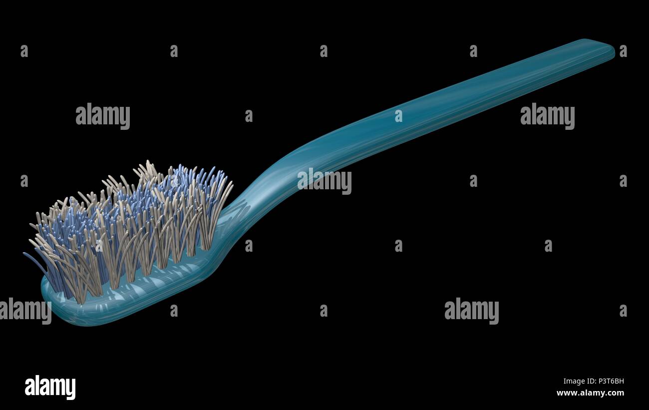 Toothbrush with frayed , dirty, old bristles. 3d render. Wide view ...