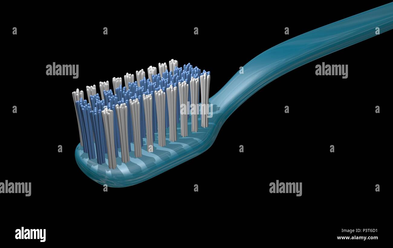 Toothbrush with new clean bristles. 3d render. Close view Stock Photo ...